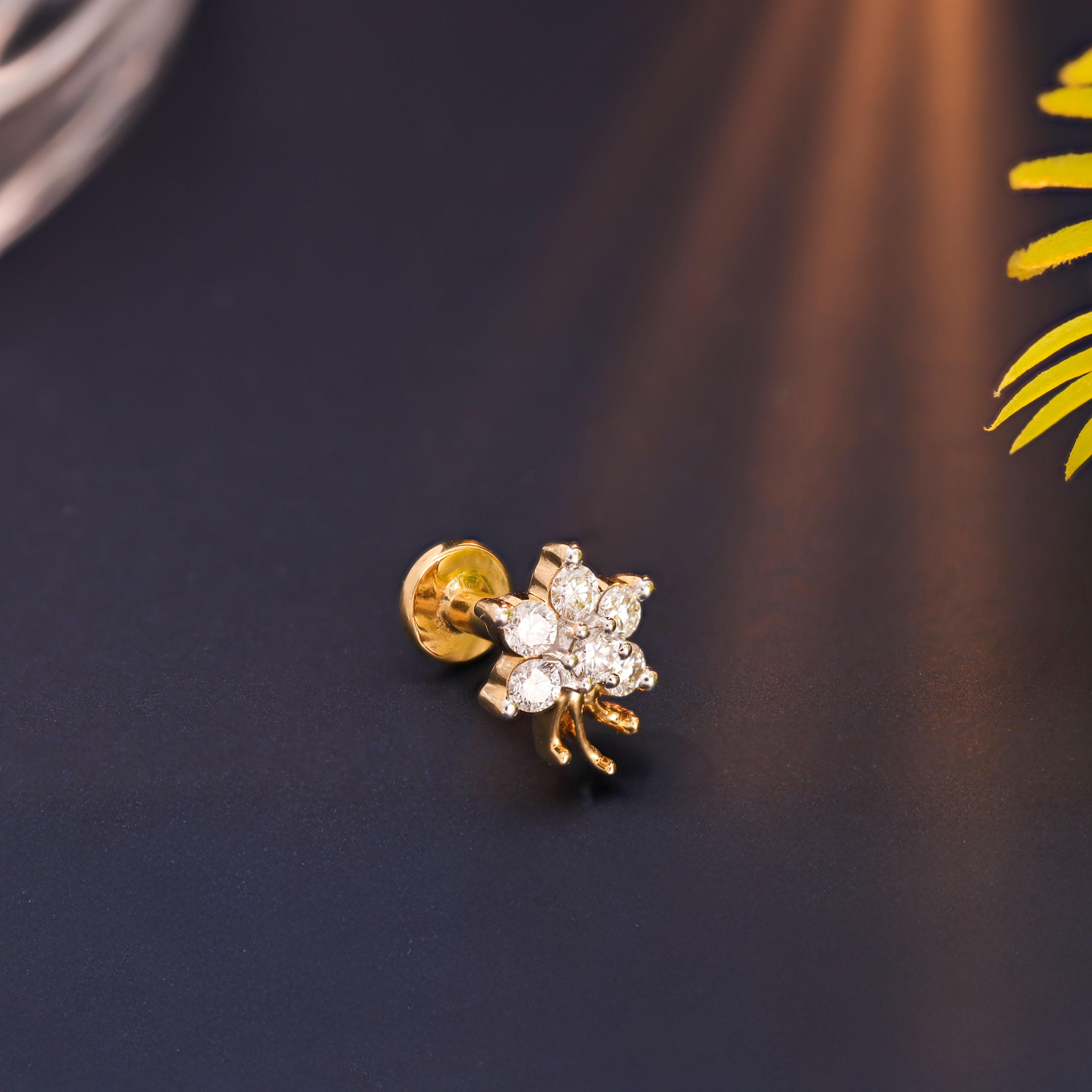 Buy Diamond Studded Three-Tail Nose Pin | GRT Jewellers