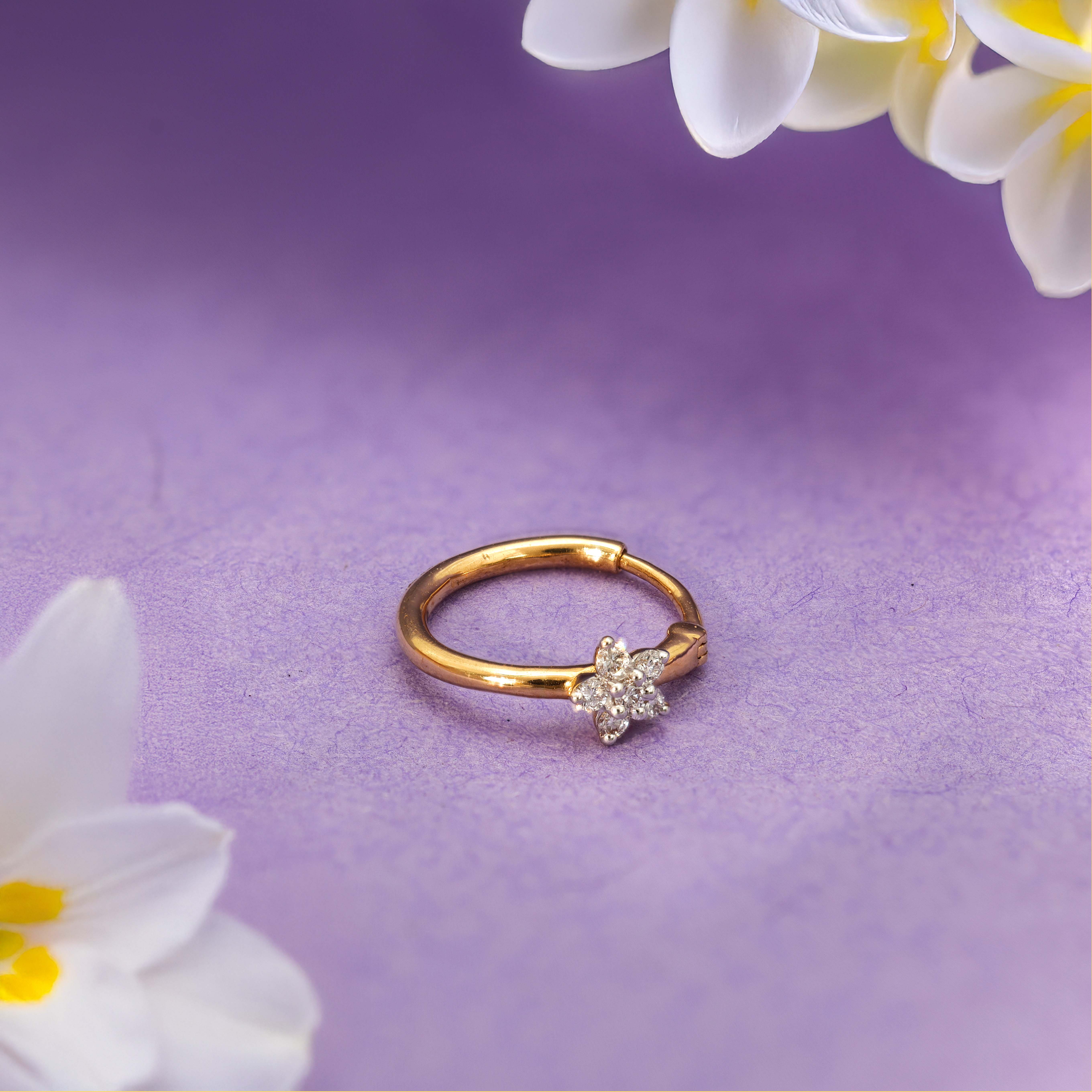 Buy Delicate Floral Sparkle Diamond Nose Pin | GRT Jewellers