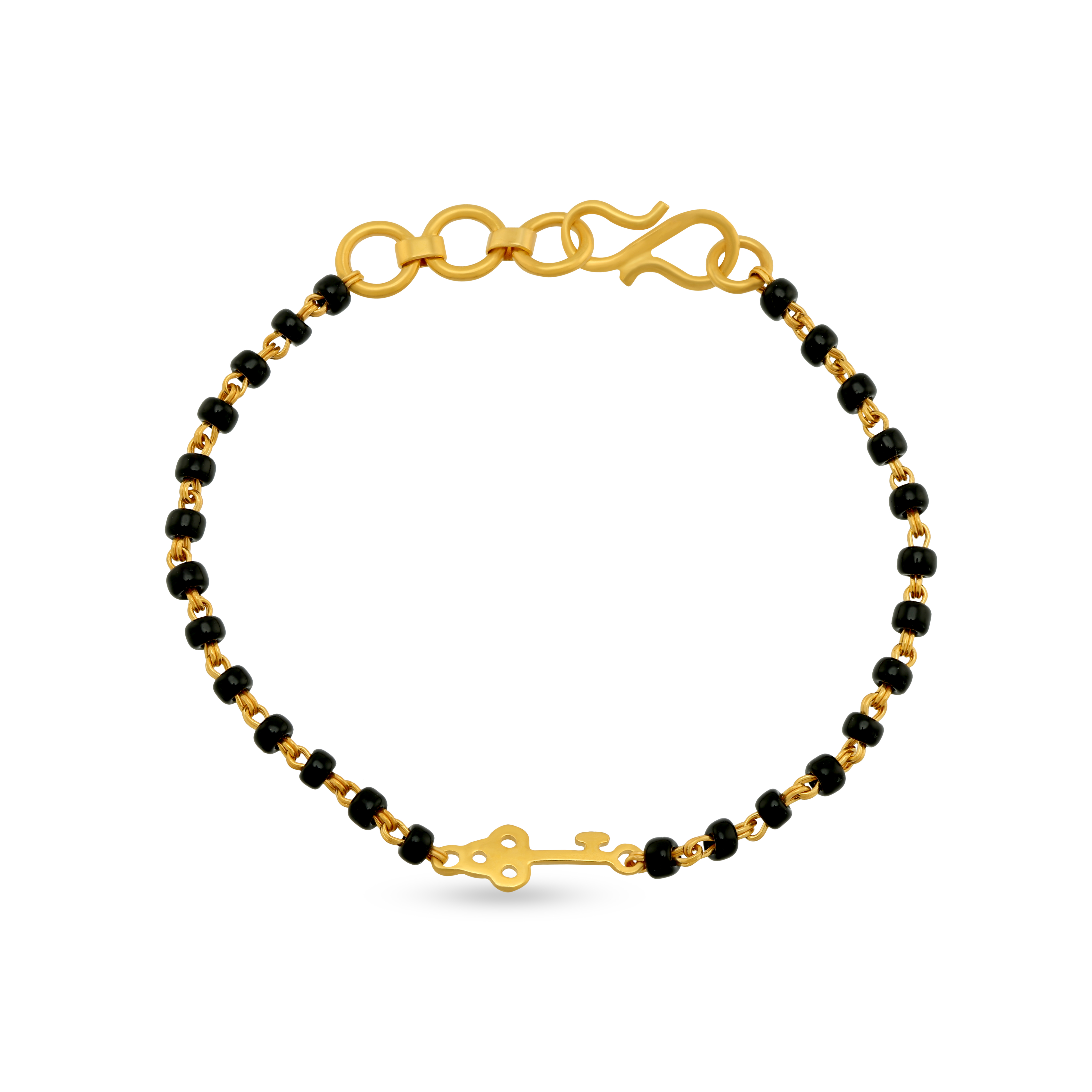 Buy Pretty Key Design With Black Beaded Gold Bracelet |GRT Jewellers