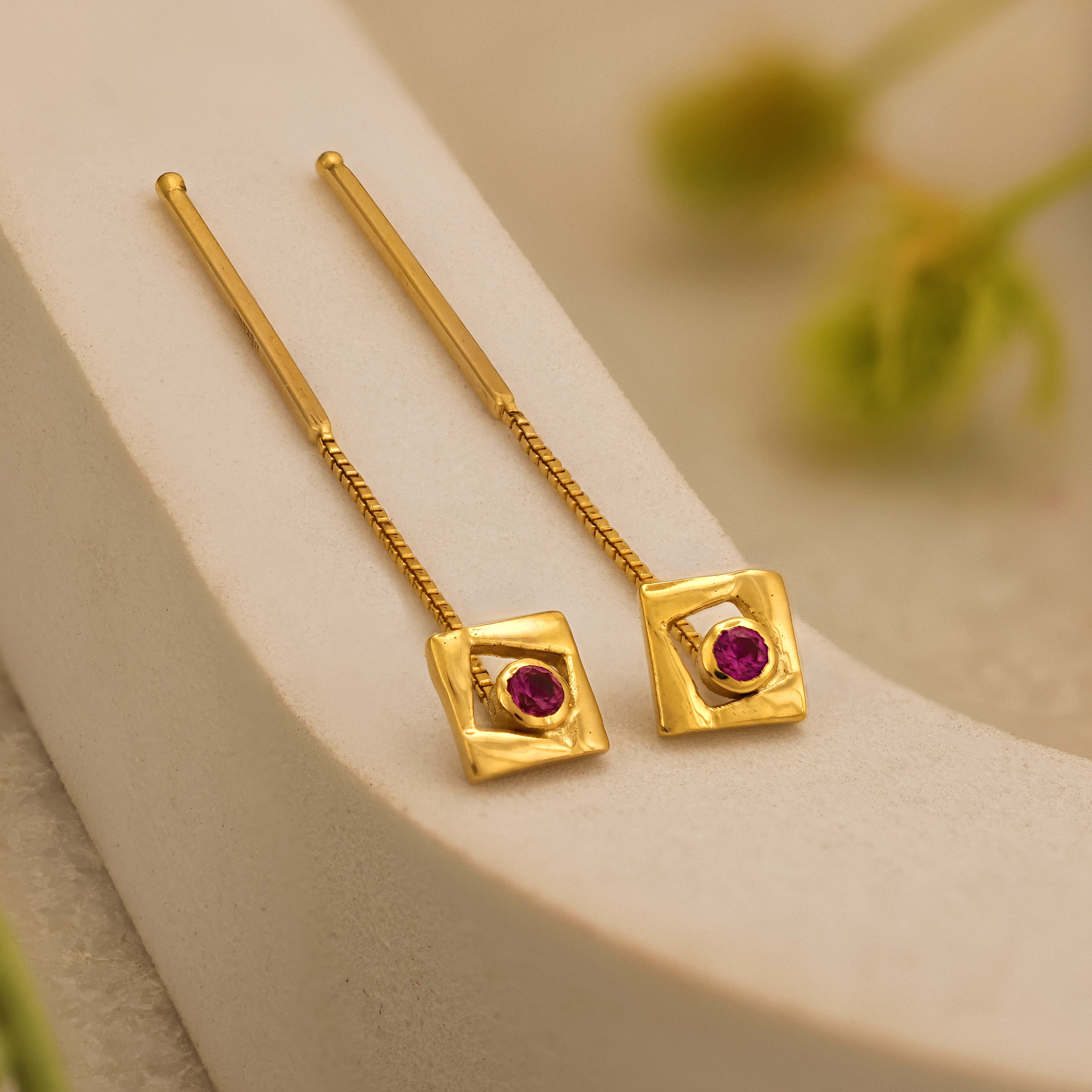 Buy Vivacious Color Stone Gold Earrings | GRT Jewels
