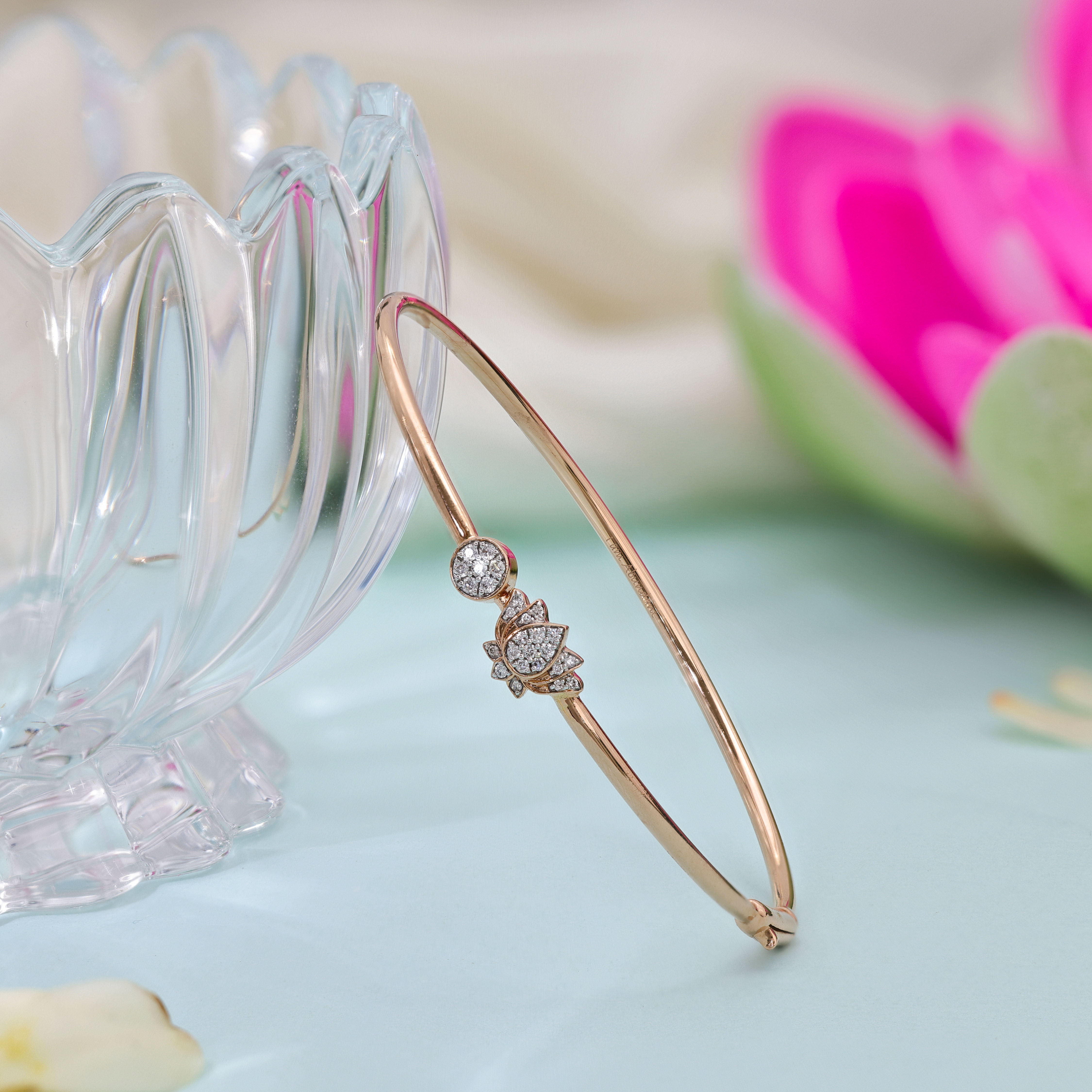 Buy Lotus & Circle Diamond Bangle - T'Mara | GRT Jewellers