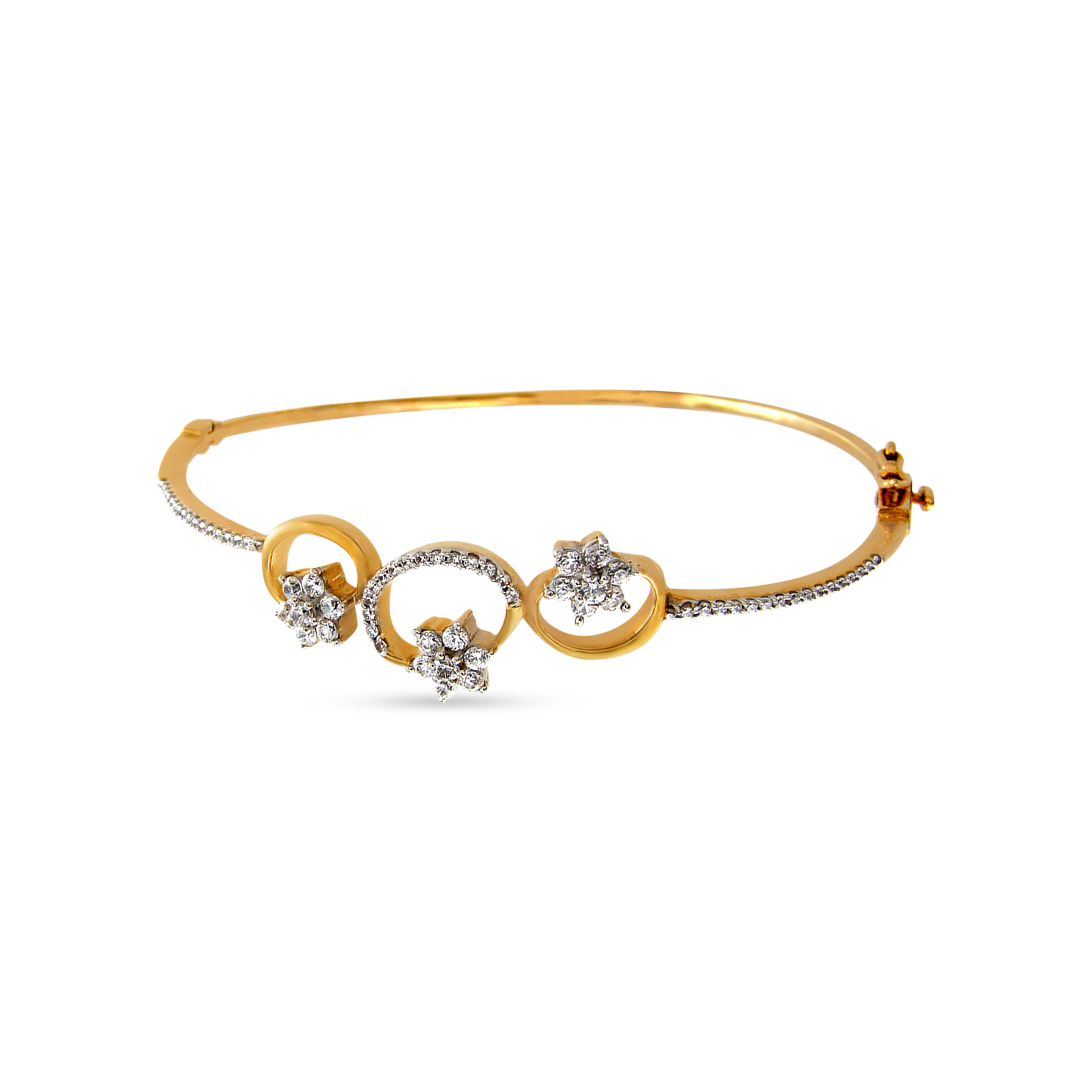 Lovely Triple Floral Pattern Diamond Bracelets