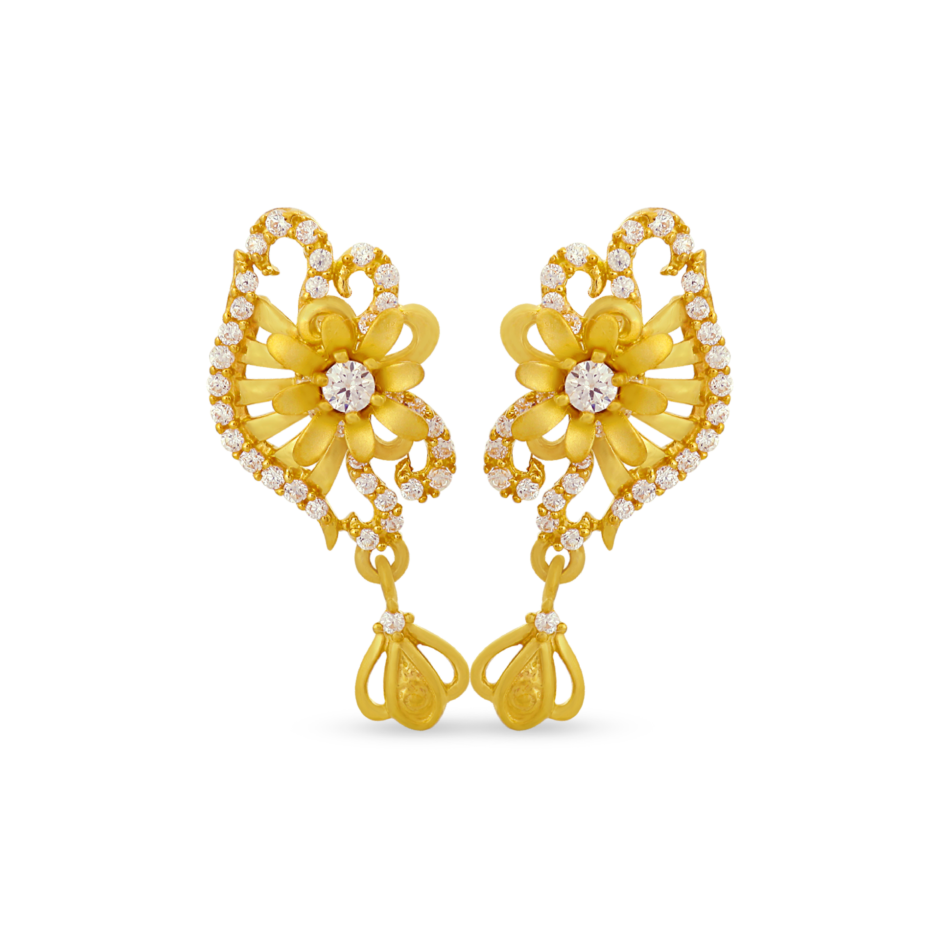Buy Beautiful Flower Gold Earrings |GRT Jewellers
