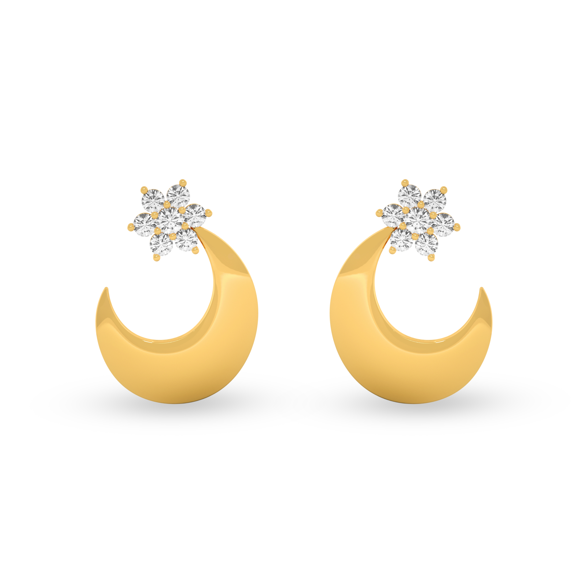 Buy Fantastic Half Moon and Star Gold Earrings | GRT