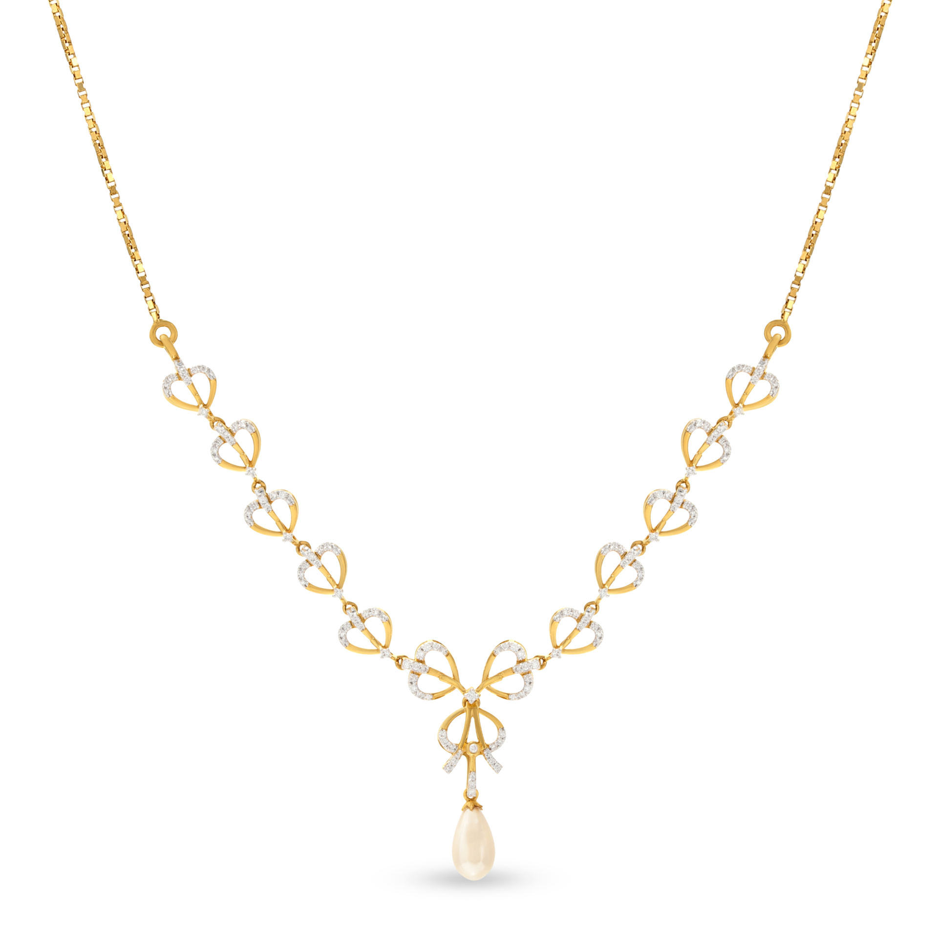 Buy Glamorous Dancing Pearl Diamond Necklace GRT Jewellers
