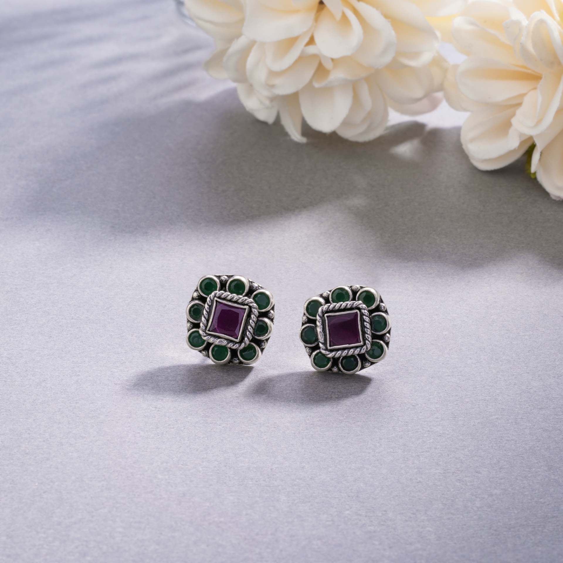 Buy Pretty Floral Silver Earrings GRT Jewellers
