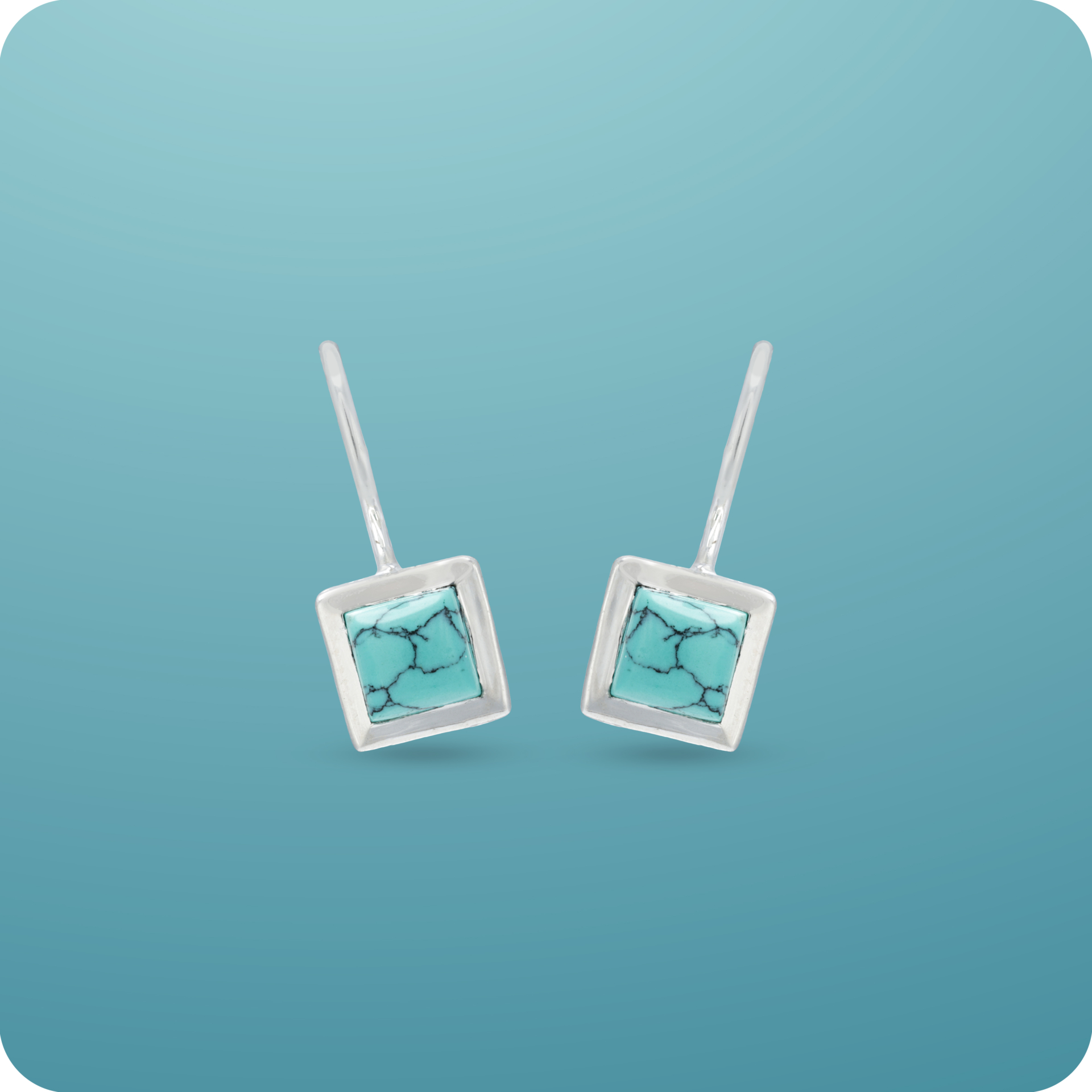 Buy Stellar Sparkle Turquoise Stone Silver Earrings |GRT Jewellers