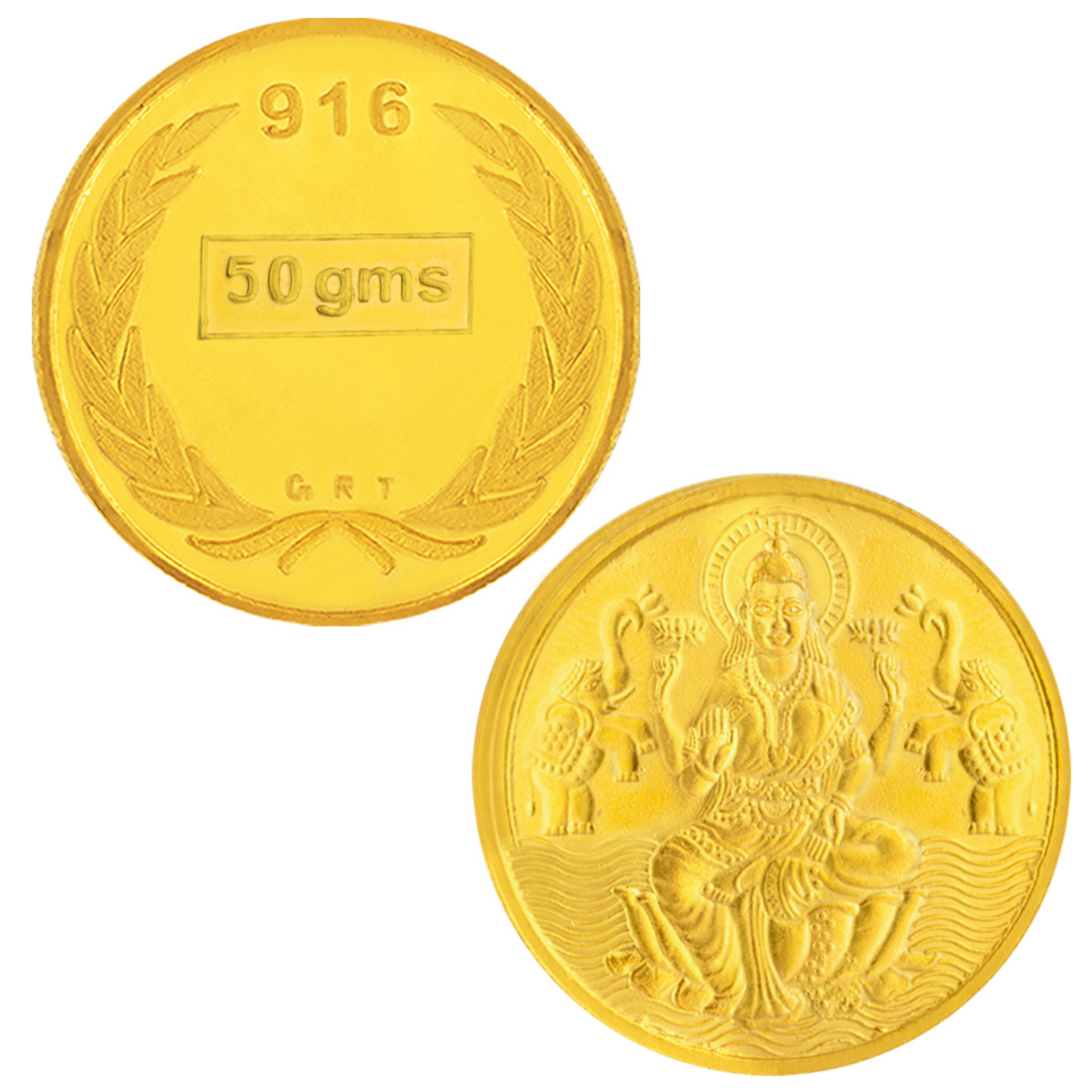Buy 22KT 50 Grams Lakshmi Gold Coin |GRT Jewellers