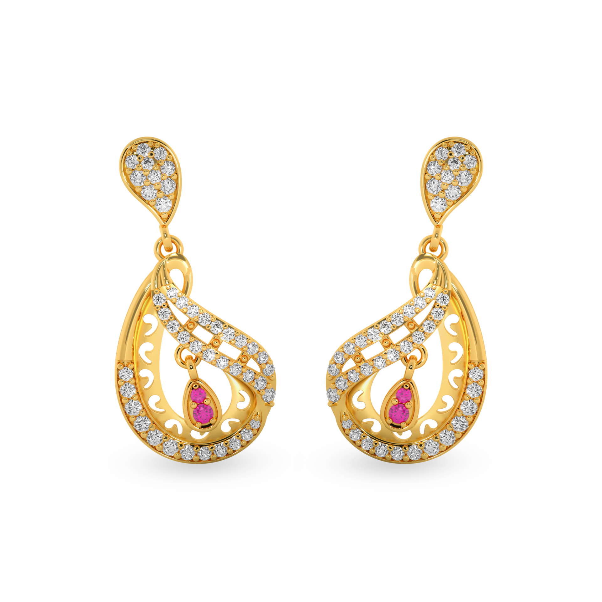Shop Glorious Pink Stone Gold Earrings | GRT Jewels
