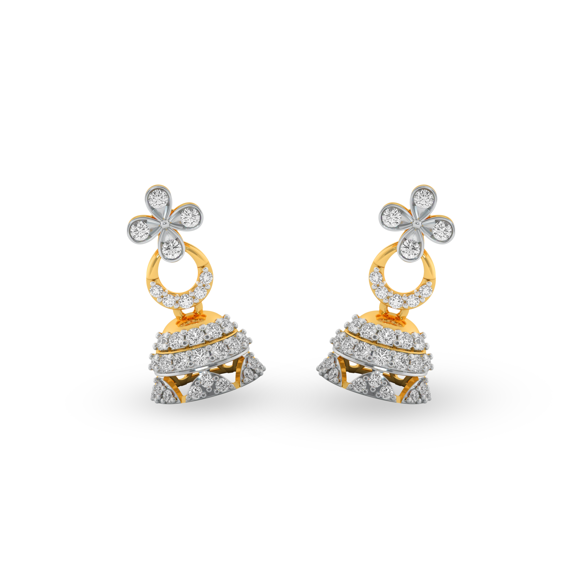 Buy Illuminating Foral Pearl Drop Diamond Earrings GRT Oriana
