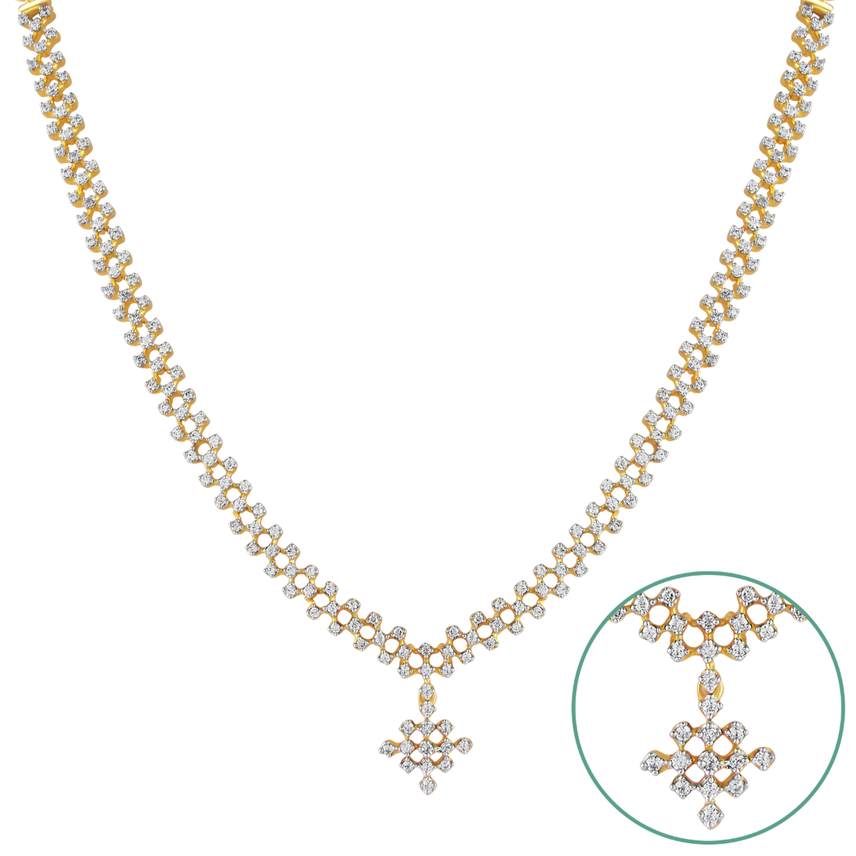 Shimmering Geometric Diamond Necklace