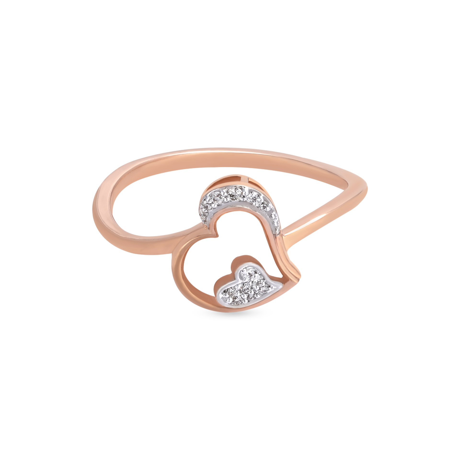 Glinting Double Heart Diamond Ring
