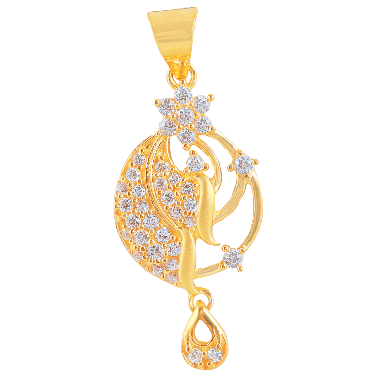 Buy Enrich Floral And Drop Design Gold Pendant | GRT Jewellers