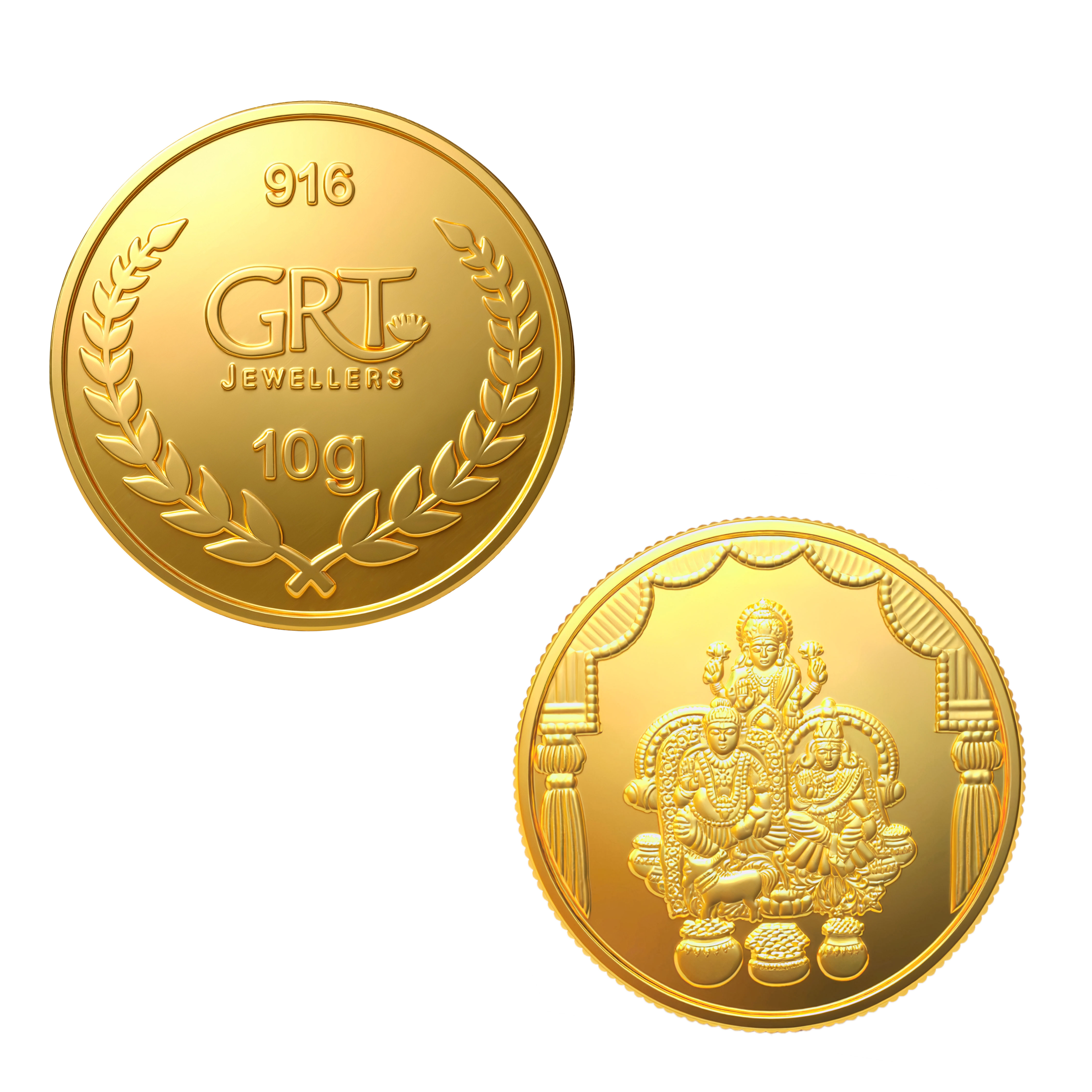 Buy 22 KT Sacred Lakshmi Kuberar Gold Coin |GRT Jewellers