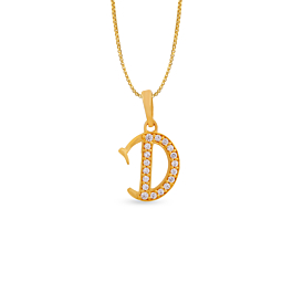 Buy Dazzling Stone Studed Letter D Gold Pendant |GRT Jewellers