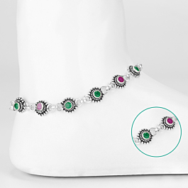 Buy Contemporary Dual Colored Silver Anklets | GRT Jewellers