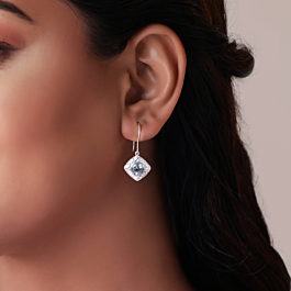 Buy Glitzy Cubic Blue Stone Silver Earrings |GRT Jewellers