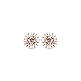 Sparkling Chakra Design Stud Diamond Earrings