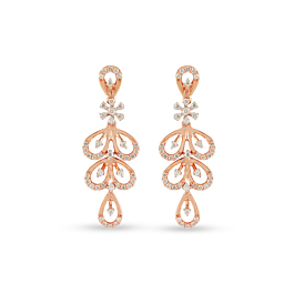 Opulent Inverted Leaf Pattern Diamond Earrings