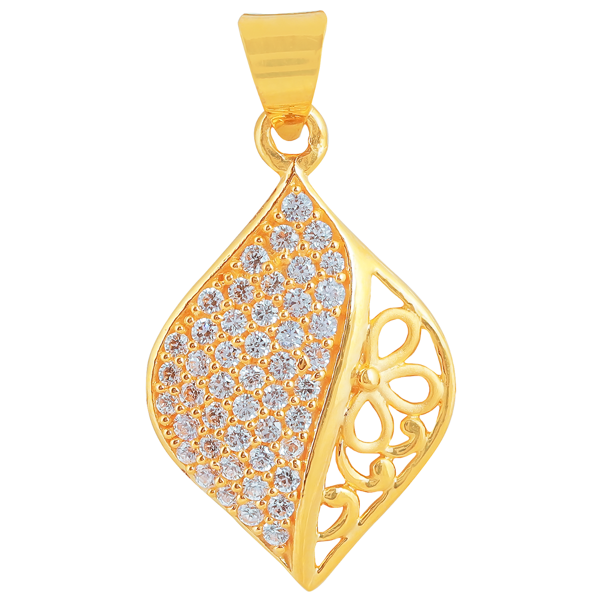 Buy Gleam Floral Drop Design Gold Pendant | GRT Oriana