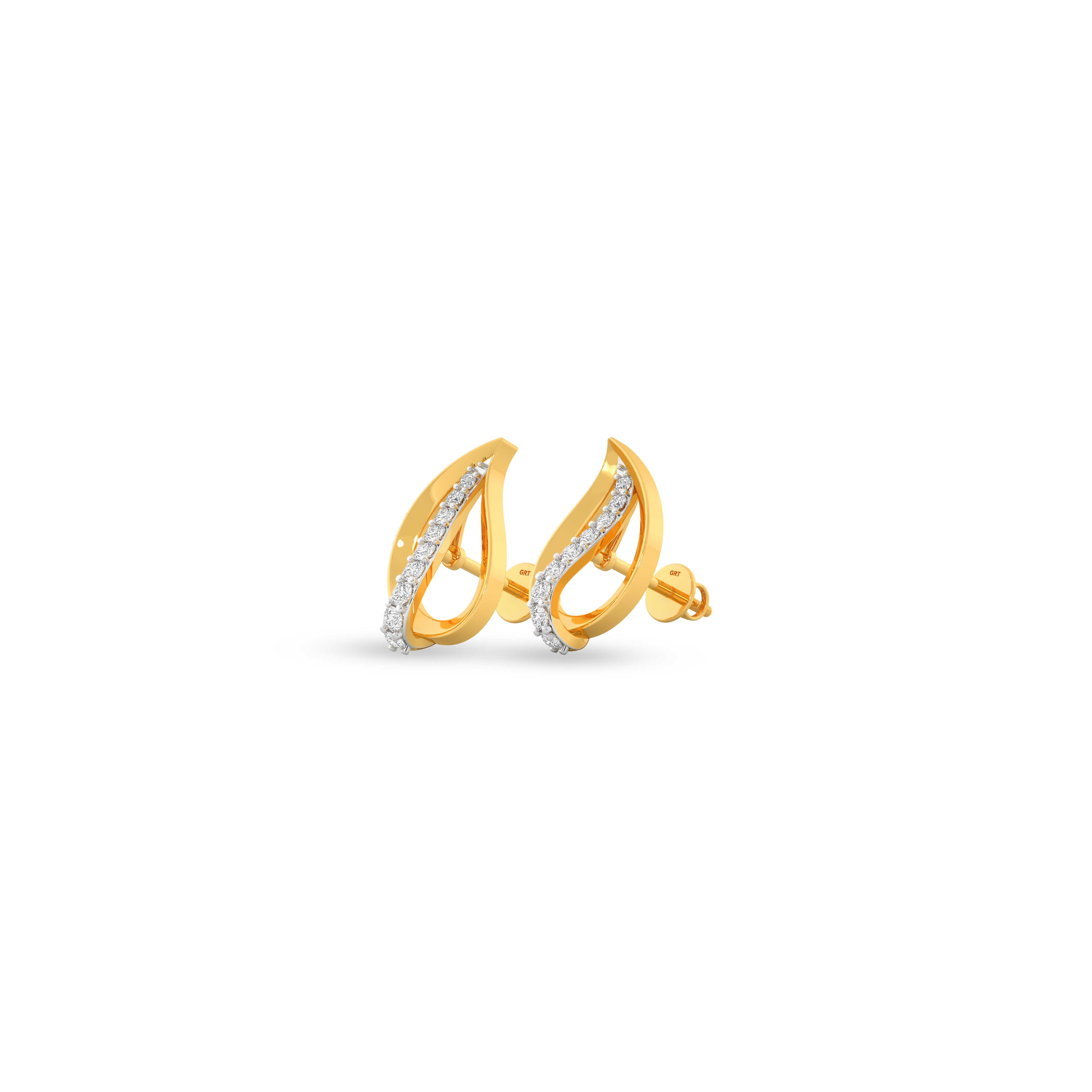 Dainty Leaf Pattern Diamond Earrings