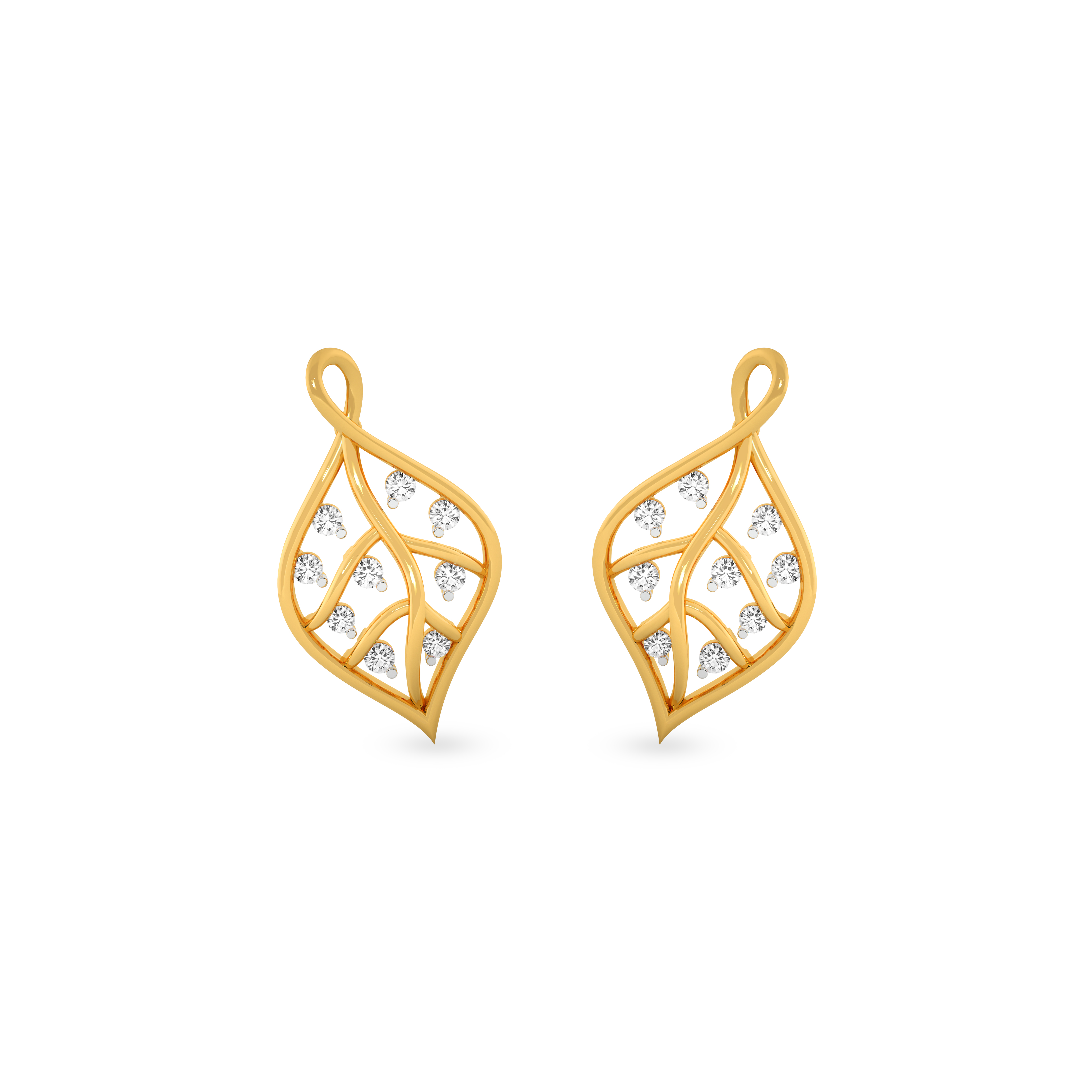 Effulgent Leaf Design Diamond Earrings