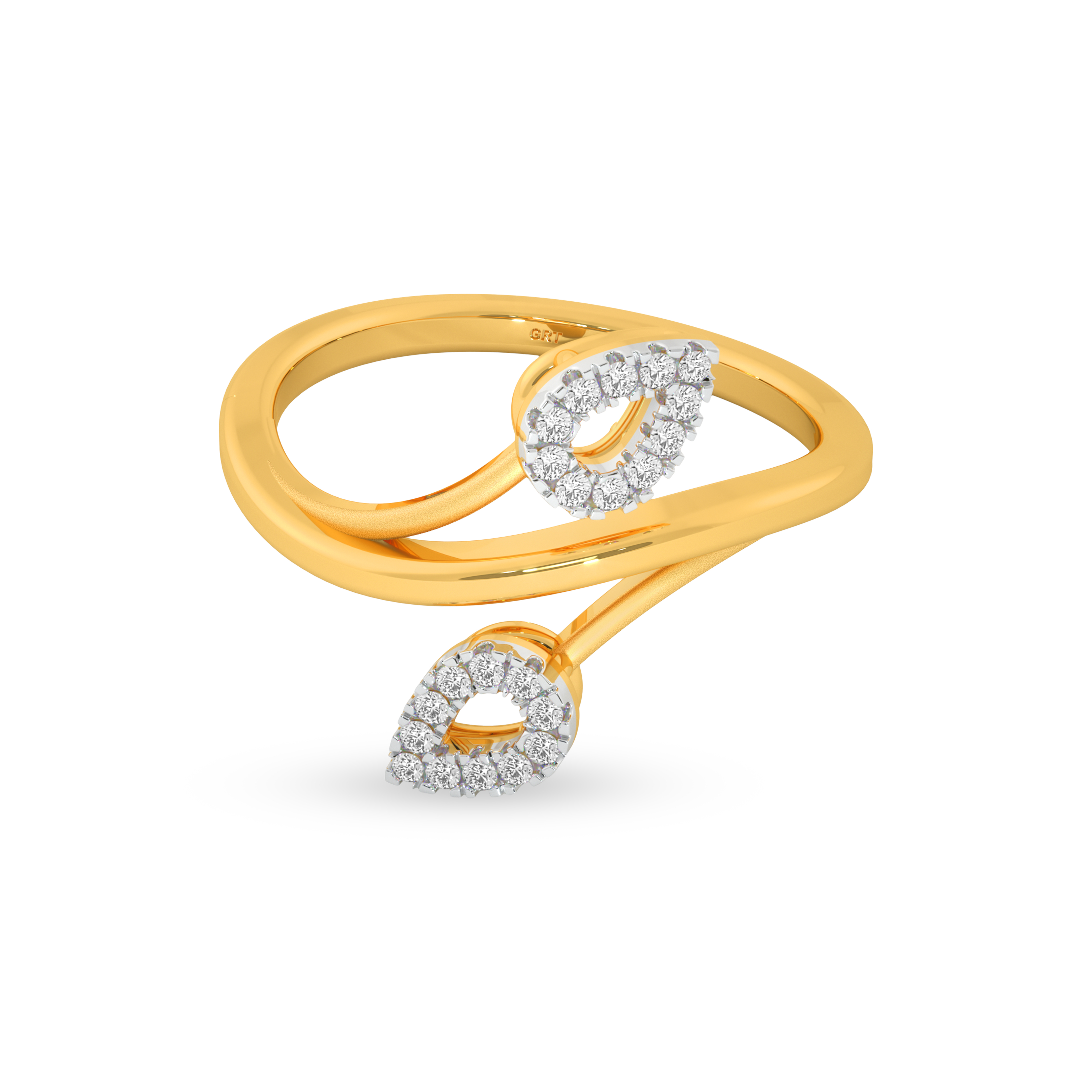 Glimmering Dual Leaf Diamond Ring