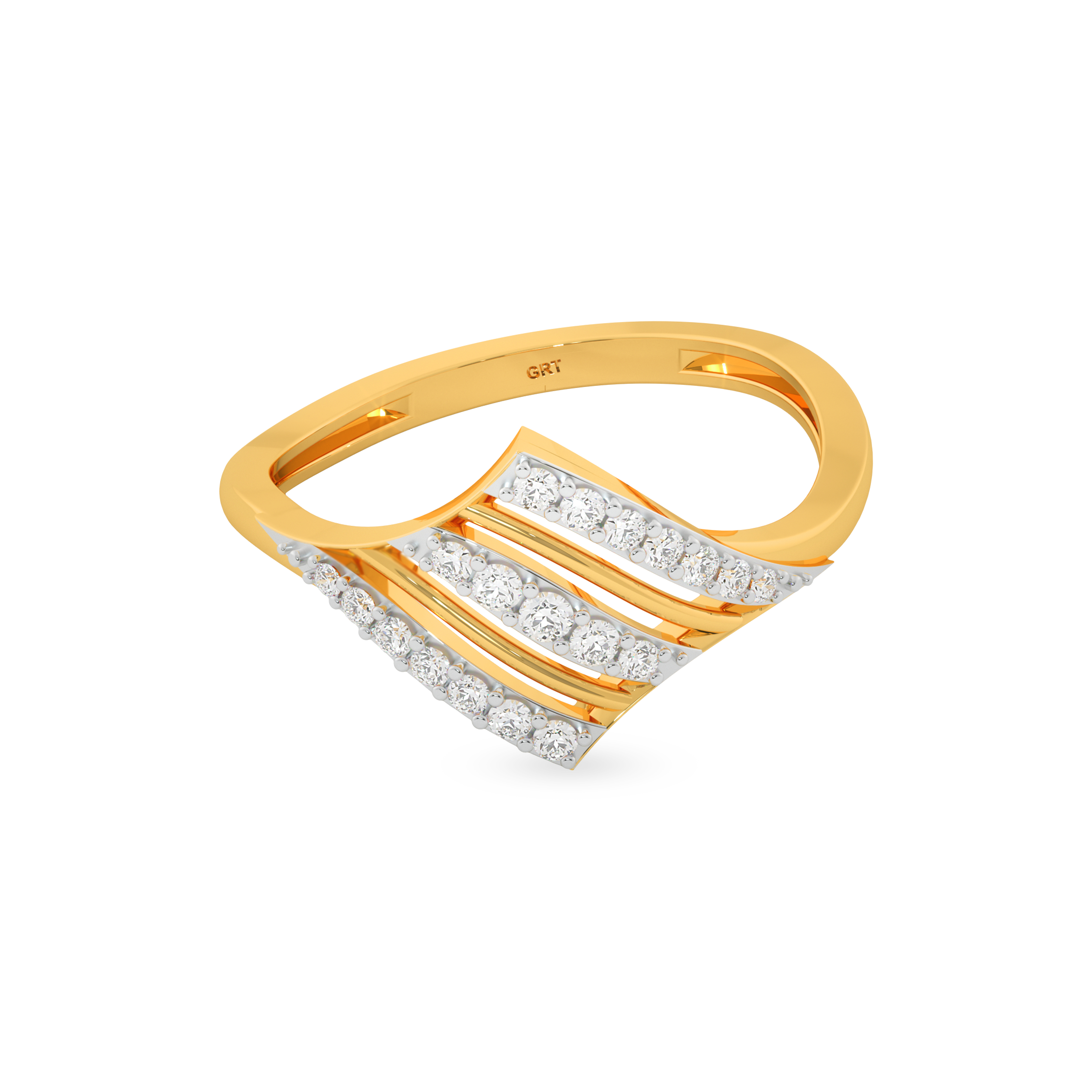 Graceful Poised Wavy Diamond Ring