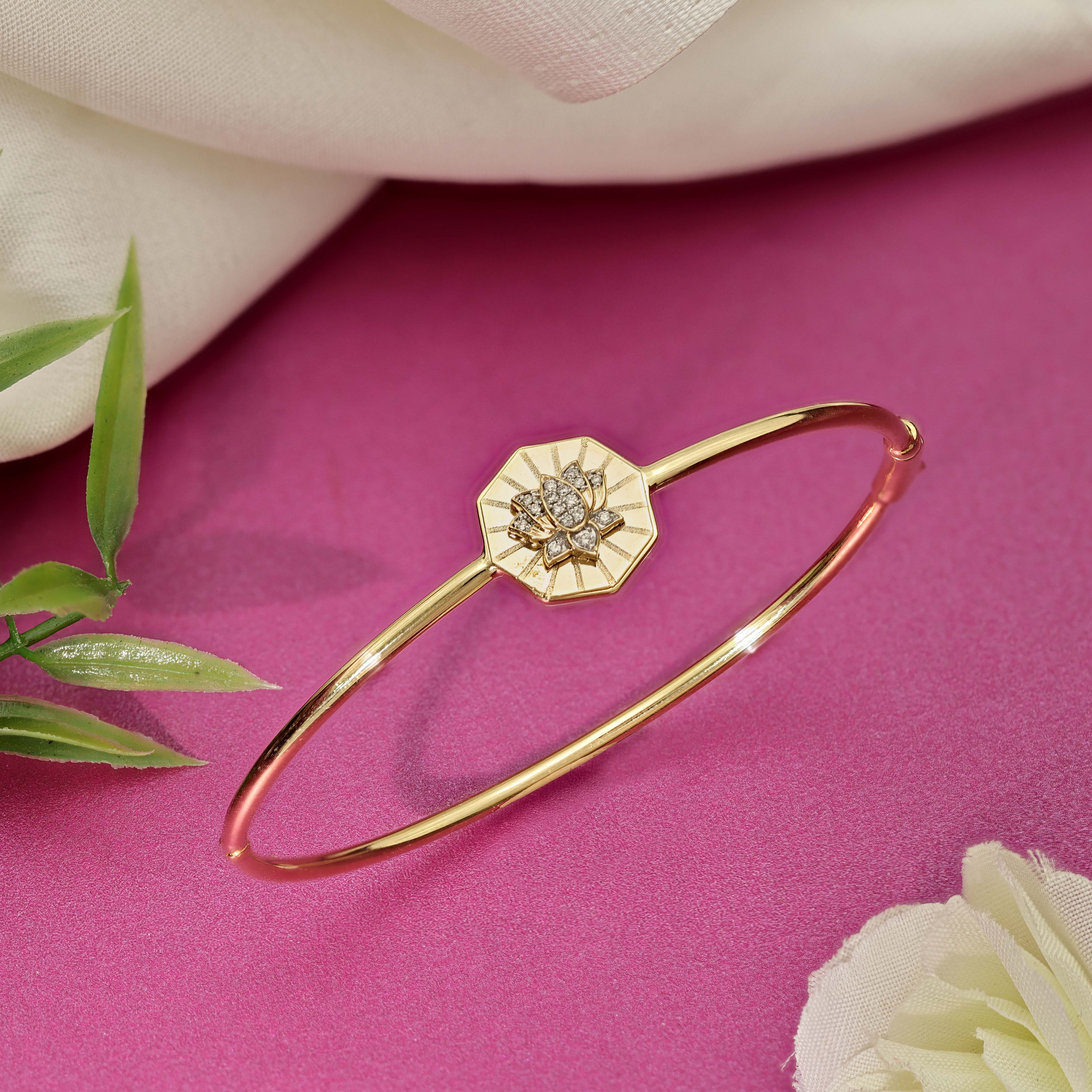 Buy Divine Lotus Centerpiece Bangle Bracelet - T'Mara | GRT Jewellers